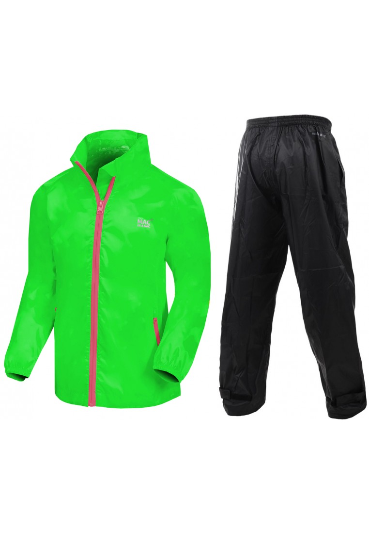 Neon groene kinder regenpak van Mac in a Sac - Regenpakhuis
